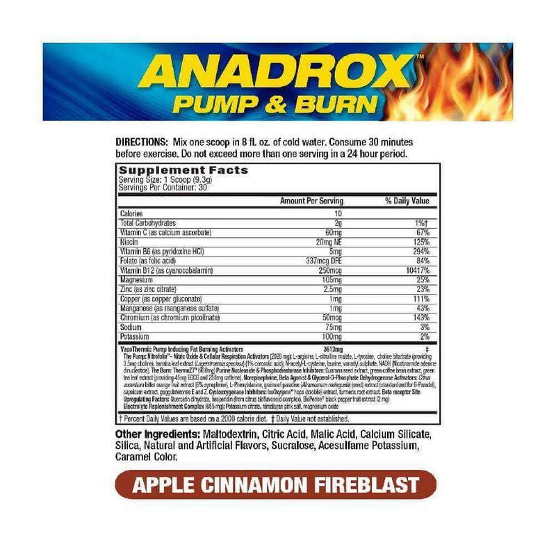 Anadrox Pump & Burn, pudra, 279g, MHP, Pre-workout cu oxid nitric ...