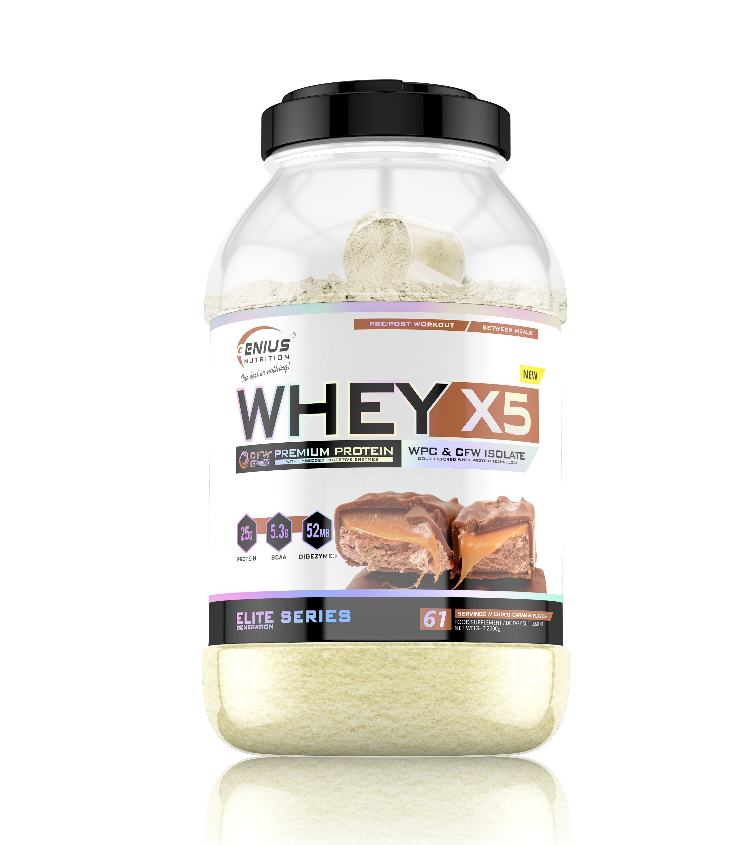 WHEY-X5® 900g, pudra, Genius Nutrition, Blend proteic din zer izolat si ...